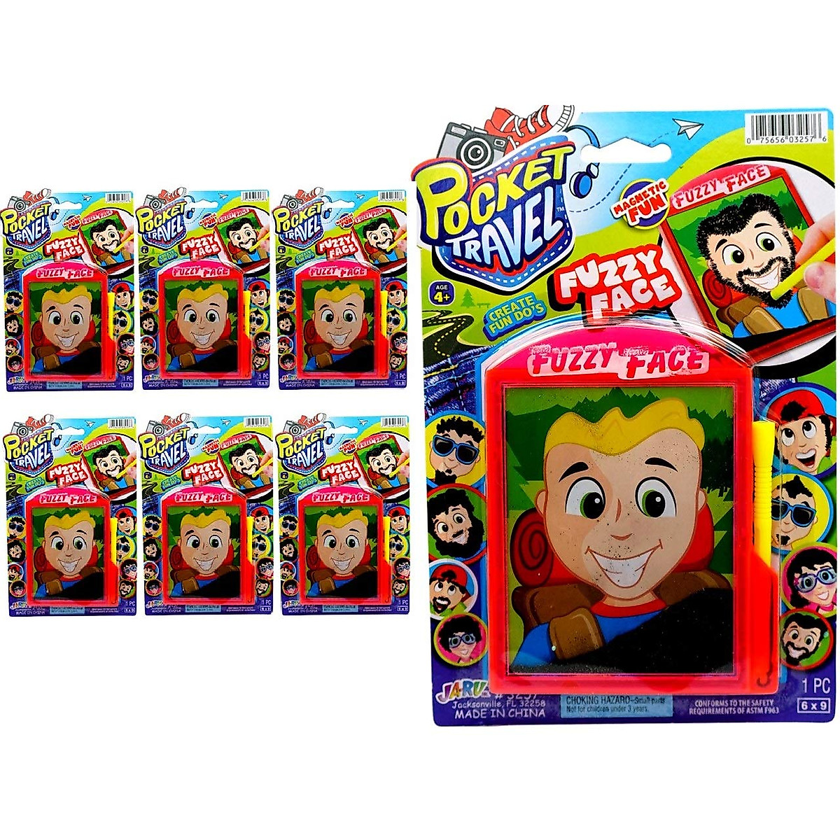 JA-RU Magnetic Face Toy (6 Units) Funny Beard, Hair & Fuzzy Face Magnetic Toy. Hand Held Road Trip Games. Retro Toys for Kids. Christmas Stocking Stuffers. 3257-6