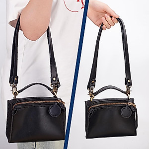 PH PandaHall 2pcs 22 Inch Black Leather Replacement Handles, 20mm Wide Purses Straps Handbags Shoulder Bag Strap with Antique Bronze Swivel Lobster Buckles for DIY Bag Making