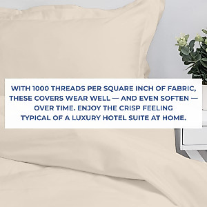 Kotton Culture 1000 Thread Count Duvet Cover 3 Piece Duvet Set 100% Egyptian Cotton Breathable All Season with Zipper & Corner Ties Soft Comforter Cover (Ivory, Queen)