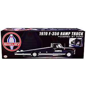 1970 Ford F-350 Ramp Truck Dark Blue with White Stripes Cobra Powered by Ford 1/18 Diecast Model Car by ACME A1801405