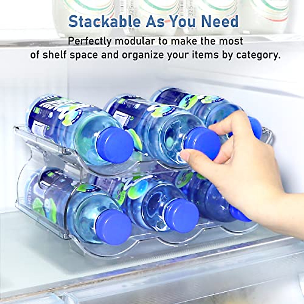 Water Bottle Organizer, 2 Packs Plastic Stackable Water Bottle Holder Bottle Organizer Rack for Cabinet, Fridge, Kitchen Pantry Organization and Storage, Wine Racks Travel Mug Tumbler Organizer
