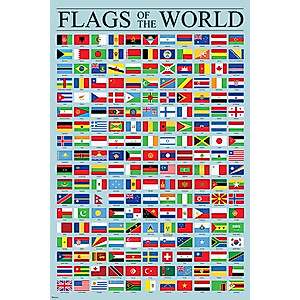 Flags of The World Classroom Reference Chart National Countries Country Symbol Educational Teacher Learning Homeschool Display Supplies Teaching Aide Cool Wall Decor Art Print Poster 12x18