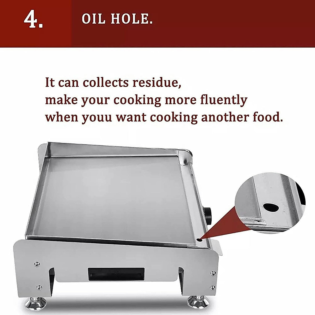 2300W Commercial Electric Frying Pan, Non Stick Temperature Controlled Multi-Functional Snack Kitchen Appliance, Teppanyaki, Pancake, Steak, Fried Rice, Fried Egg, Teppanyaki Squid, Etc