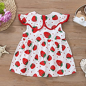 Dress Baby Girls Sundress Dot Strawberry Prints Dress Princess Dress Clothes Personalized Dresses for (Red, 2-3 Years)