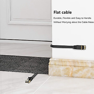 Cat 7 Ethernet Cable 25 ft High Speed 10Gbps 600MHz, Shielded Ethernet Cord, LAN Cable with RJ45, Weatherproof Flat Internet Network Patch Cord, Fast LAN Wire for Gaming, PS5/4/3, Xbox, Modem, Router