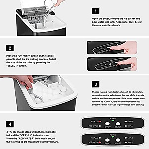 Ice Makers Countertop Ice Machine Maker Countertop for Home/Office/Camping/Mini/Small/Table Top/Tabletop/Electric with Spoon, 26.5 lbs in 24h