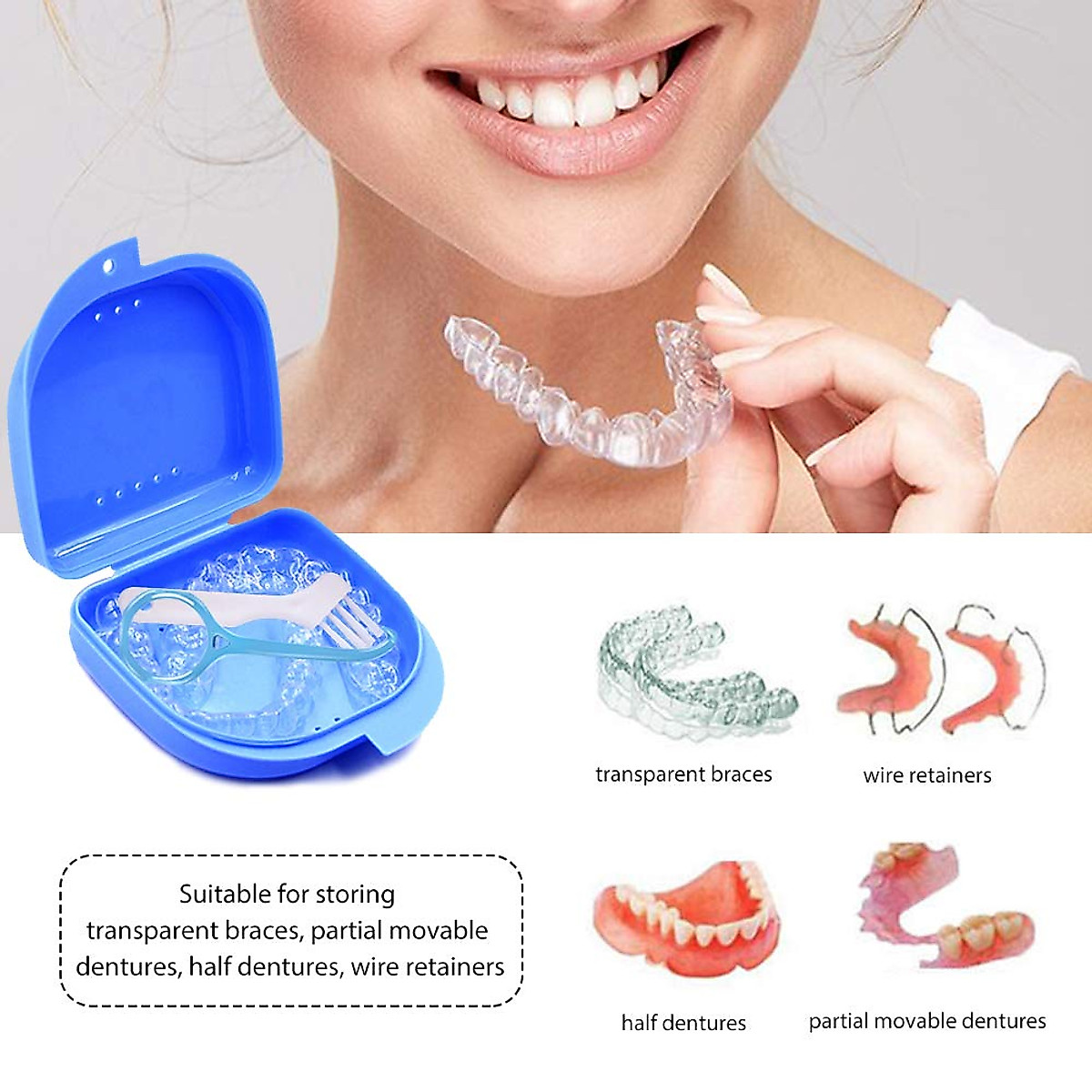 AMHDV 3pcs Orthodontic Retainer Case with Vent Holes Cute Mouthguard Container Dental Aligner Case with Aligner Removal Tool and Brush (01-flower)