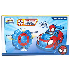 Marvel Spidey and His Amazing Friends Web Crawler RC - Remote-Controlled Vehicle - Features Built-in Super Hero with 4 Controller Functions, Blue & Red