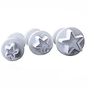 Star Small Fondant Plunger Cutter Set Cake Cookies Decorating Tool Mold-Tiny 3 Pieces（Mini）