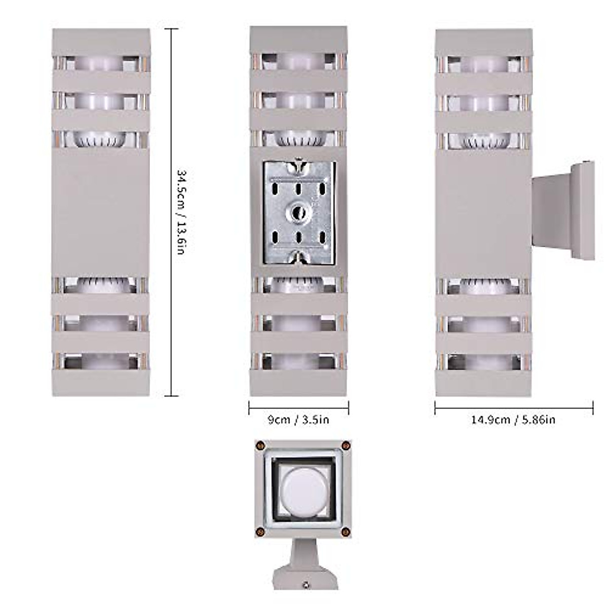 AOZBZ Modern Outdoor Wall Light, Waterproof Aluminum Wall Mount Light Fixtures, Up Down Dual Head E27 Lighting Source, AC 85-240V Porch Lights for Courtyard Garden Corridor