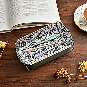 Retro Mandala Flowers, Islam, Arabic, Indian, Ottoman Tribal Ethnic Leather Desk Storage Box Organizer Tray for Office Home Keys Cell Phones Jewelry Watch Coins Wallets Cosmetics