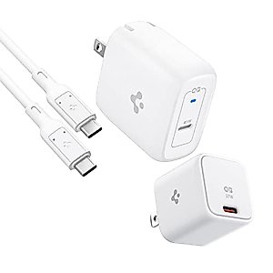 [Super Fast Charger Bundle] Spigen ArcStation 27W USB C Charger (Supports up to 25W Super Fast Charging) with Spigen ArcStation Pro 45W GaN USB C Charger (USB-C Cable Included)