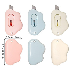 Honbay 6PCS Creative Cute Cloud Mini Utility Knives Portable Art Knife Retractable Envelope Knife Letter Opener Carton Opener Box Cutter with Hanging Hole