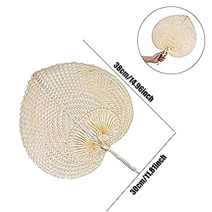 Fox Baby Natural Bamboo Raffia Hand Fans,Hand Weaving Fan for Summer Cooling Supplies Farmhouse Wall Decor Wedding Party Favors (2 Pcs)