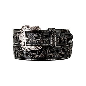 ARIAT Western Belt Womens Floral Embossed Leather M Black A1565001