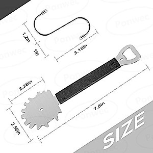 Ponwec BBQ Grill Cleaning Tool and Bottle Opener with 1PCS S-Shaped Hook,Extended Handle BBQ Grill Scraper Tool for Any Grilling Grill Grates | Gas Grill Men Gifts | Barbecue