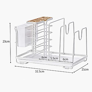 Sifanhao Expandable Pot Rack Organizer Shelf Expandable Cookware Organizer Baking Pan Organizer Kitchen Pot Lid Rack Organizer (White)