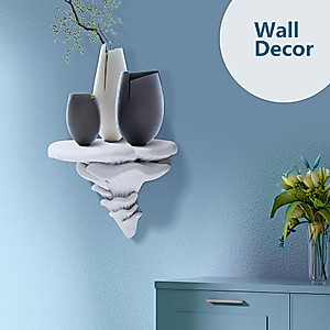 UITWMKTG 1 Pack Large Mushroom Shelf White Floating Shelves Unique Wall Decor Resin Decoration Hanging Shelf for Home Living Room Bedroom Kitchen Gifts for Mushroom Lovers