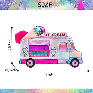 KUANG! Girls Cute Bus Taxi Shaped Chain Shoulder Bag Ice Cream Embroidered letter Women Crossbody Purse Handbags for Women