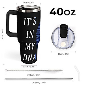 IT'S In My DNA Philippines Flag 40 Oz Tumbler with Handle And Straw Lid,Insulated Reusable Stainless Steel Travel Glass Mug 40 Ounces