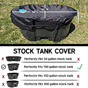 Polar Protector - (Grey) 100 Gallon Oval Stock Tank Cover Ice Water Therapy Ice Bath Cover Cold Water Cover 100 Gallon Oval Stock Tank Waterproof Rip Proof Tough Keeps Tanks Clean