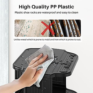 Kitstorack Small Shoe Rack, 8 Tiers Stackable Shoe Rack for Closet DIY Free Standing Shoe Organizer Vertical Shoe Rack for Small Spaces and Narrow Spaces, Plastic