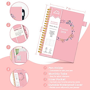 2023 Weekly & Monthly Planner, Jan. 2023 - Dec. 2023, AIMPEAK Weekly Planner 2023 with Tabs, Calendar Planner with Inner Pocket, Pen Loop, Flexible Cover，Spiral Binding, Pink(7"x10")