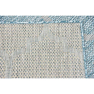 Unique Loom Outdoor Trellis Collection Area Rug (7' 1" x 10' Rectangle, Aquamarine/ Gray)