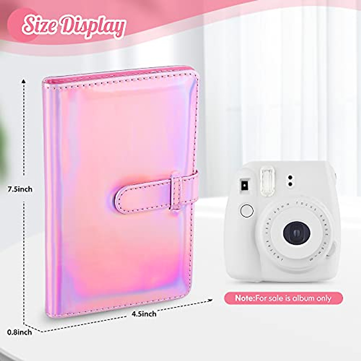 Ablus 96 Pockets Photo Album for Fujifilm Instax Mini 11 90 70 9 8+ 8 LiPlay Instant Camera, Polaroid Snap SnapTouch PIC-300 Z2300 Instant Camera & Zip Instant Printer(Magic Pink)