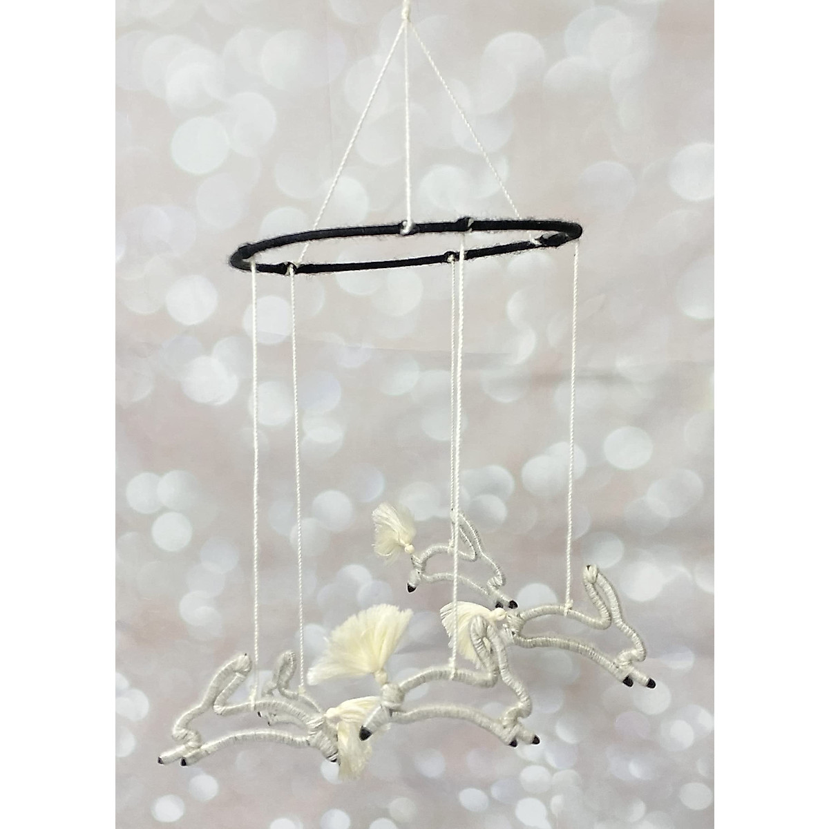 Bunny Rabbit Nursery Mobile for Baby's Room Decoration, Black and White Décor