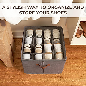 ZICOTO Beautiful Shoe Organizer For Your Closet - Spacious Linen Shoe Storage Box With Adjustable Compartments For Space Saving Storage - Quality Holder to Store Your Shoes For Easy Access