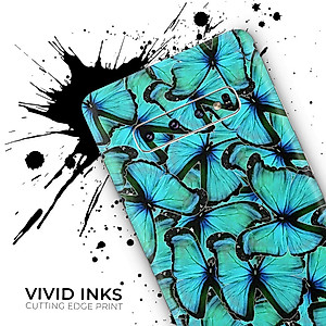 DesignSkinz Turquoise Butterfly Bundle Protective Vinyl Decal Wrap Skin Cover Compatible with The Samsung Galaxy S20 (Screen Trim & Back Glass Skin)