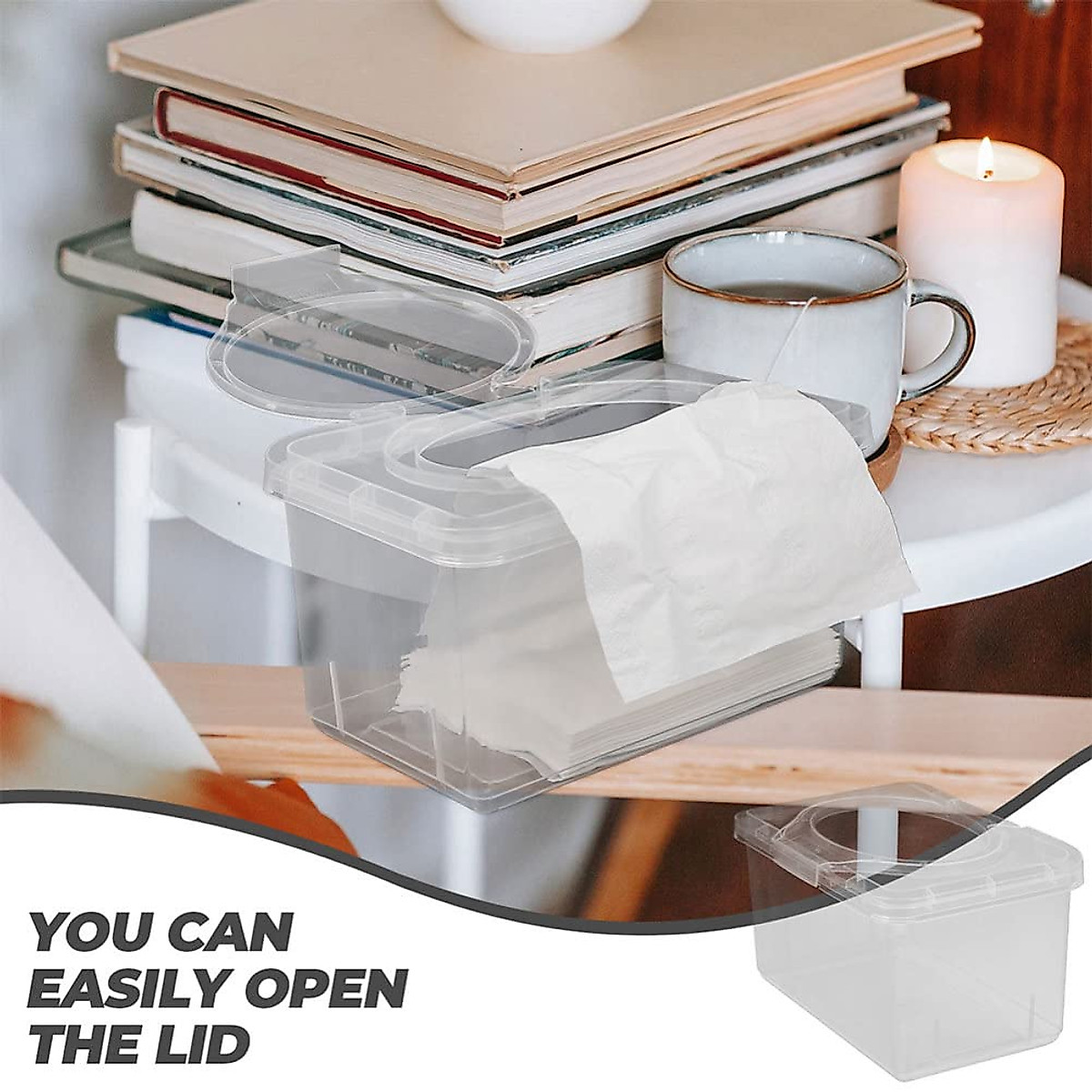 Wet Wipe Dispenser Portable Baby Wipes Dispenser Clear Refillable Tissue Box On- The- Go Wipes Dispenser Baby Wipes Holder for Car Outdoor Bathroom 4Pcs