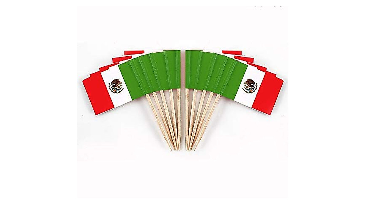 100 Pcs Mexico Flag Cupcake Toppers for Parties