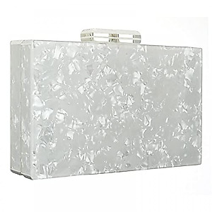 Simcat Silver Acrylic Clutch Purse for Women Marbling Evening Box Clutch Chain Shoulder Crossbody Handbags