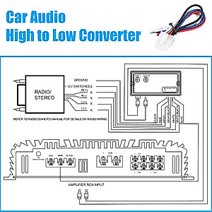 Acouto Car Audio Converter Stereo High to Low Frequency Speaker Level Converter Auto Amp Subwoofer Amplifier CD Player High to Low Adapter with Control Wire