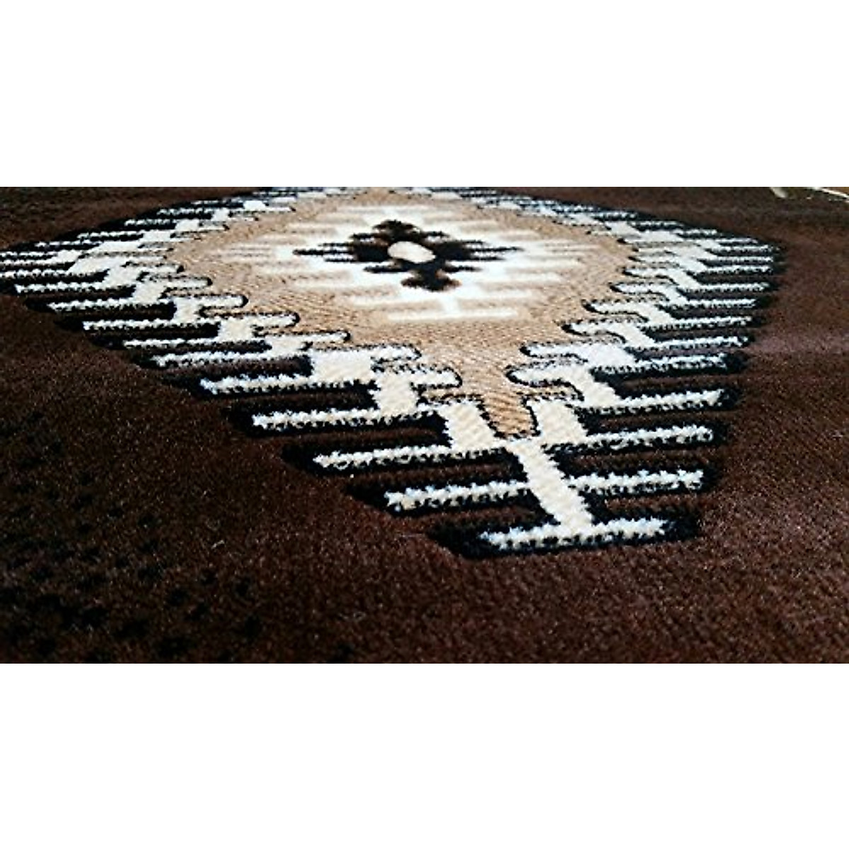 Southwest Native American Round Indian Kingdom Chocolate Brown Design D143 (4 Feet X 4 Feet)