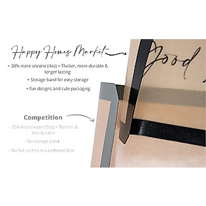 Happy Homes Market, Silicone Baking Mat, Non-Stick, Professional Grade Quality Baking Mat, Food Safe, BPA Free, Reusable, Eco-Friendly, Luxury Baking Sheet Liner- Set of 3 Standard Half Sheet Sizes