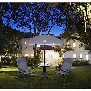 Nice C Patio Set with Umbrella, Outdoor Dinning Set, Patio Furniture Set, Table and Chairs, 4-Piece Garden Furniture Set, Glass Table, 2 Folding Chairs and Tilt Umbrella (Grey)