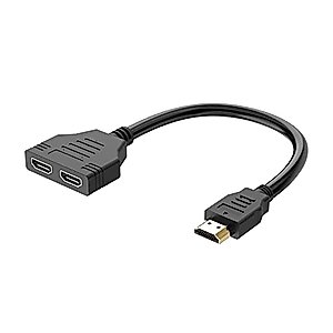 Eanetf HDMI Splitter for Dual Monitors, HDMI Splitter 1 in 2 Out,1080P Male to Dual HDMI Female 1 to 2 Channels HDMI Splitter Adapter for HDMI HD, LED, LCD, TV,Two The Same TVs at The Same Time
