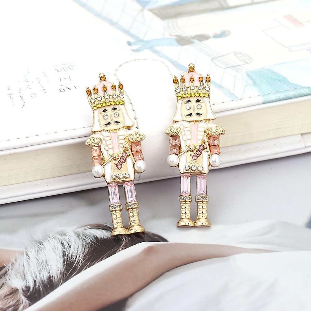 PASOLABE Christmas Earrings Nutcracker Stud Earrings Christmas Pierced Earrings for Women Girls Holiday Earrings Nutcracker Jewelry Christmas Stud Earrings for Christmas Gifts