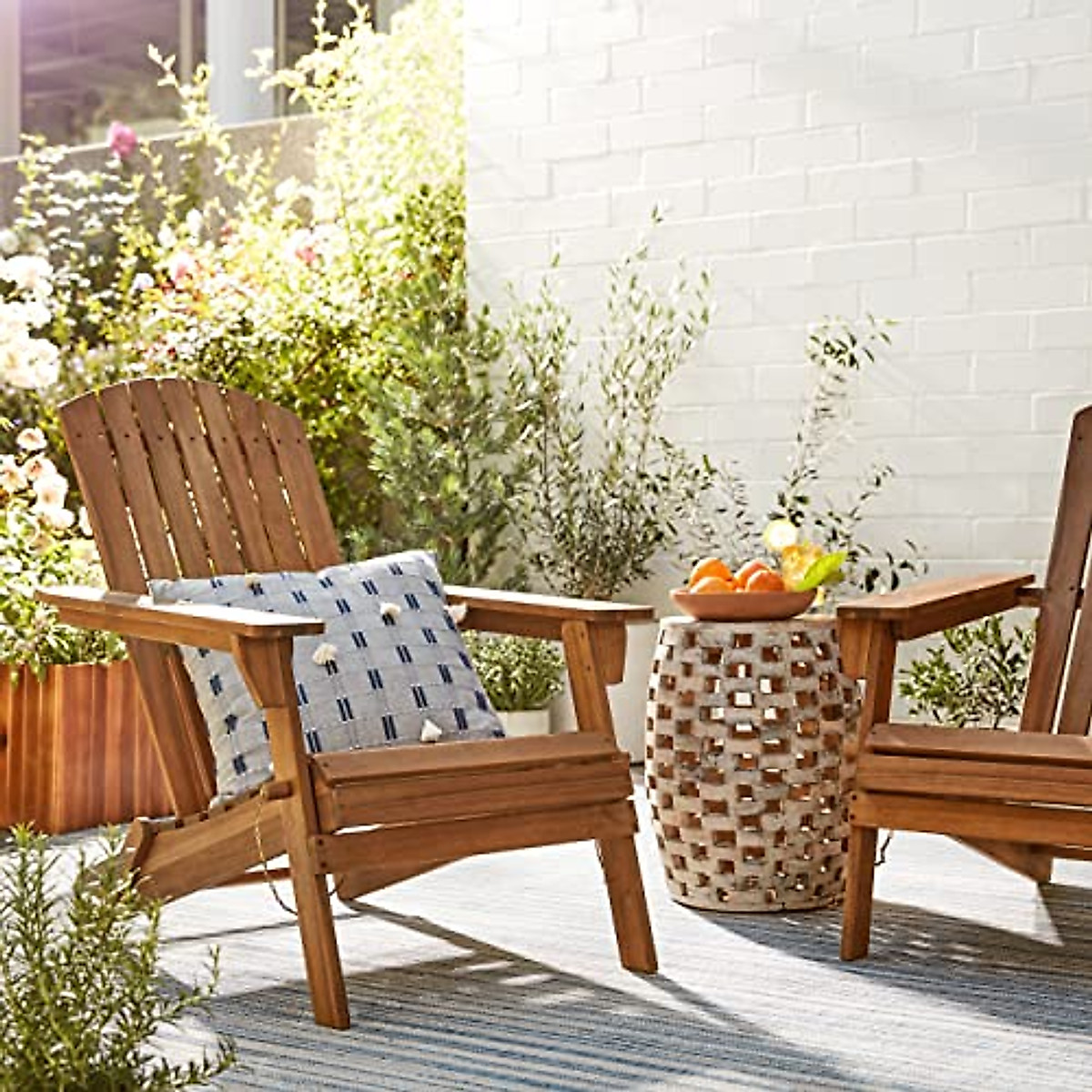 Amazon Aware FSC Certified Outdoor Folding Adirondack Chair, Acacia Wood, Natural Finish