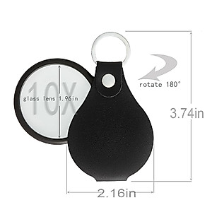 KacoKaco 3Pack 10X Pocket Magnifying Glass with Rotating Protective,Keychain Perfect for Senior Reading,Explore,Fine Prints, Sew,Jewelry, Hobbies, Pendant.