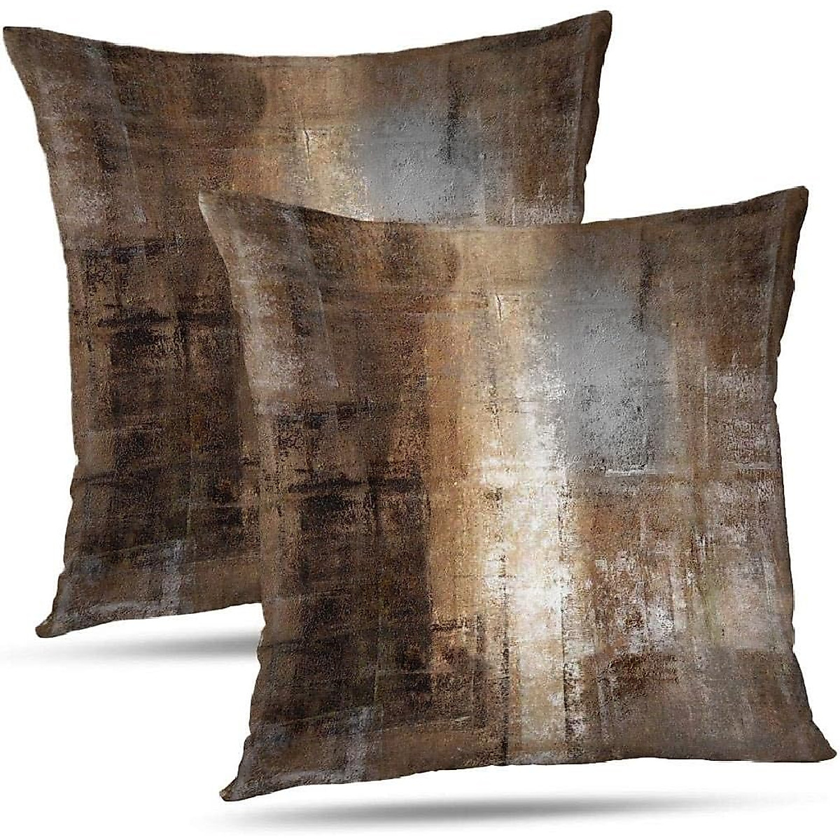 ONELZ Brown Throw Pillows and Grey Throw Pillows Decorative Pillow Covers for Couch Two Sides Printed, Fashion Style Zippered Cushion 18 X 18 Pillow Cover Set of 2,Brown and Grey