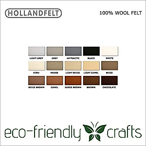 Holland Felt - 100% Merino Wool Felt - Neutrals and Browns - 1mm Thick - 20cm x 30cm Single Sheet (Beige Brown-35, 20cm x 30cm)