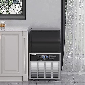 GSEICE Commercial Ice Maker Machine, 300lbs/24H Ice Machine with 80lbs Storage Ice Bin, Stainless Steel Big Storge Ice Maker Ideal for Home Coffee Shop Bars and Restaurant