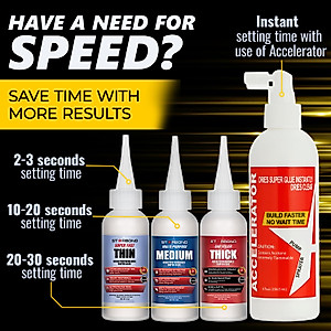 Starbond 2 oz. Thin, Medium, Thick CA Glue with 8 oz. Activator Bundle (Premium Cyanoacrylate Super Glue) for Quick Glue-ups. Woodworking, Woodturning, Hobby Models, 3D Printing