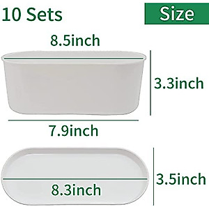 Plant Window Box with Saucers 10 Sets Plastic Planters with Multiple Drainage Holes and Trays Flower Pots for Home Garden Succulents Modern Decorative Window Planter Box Gardening Pot Plant Container