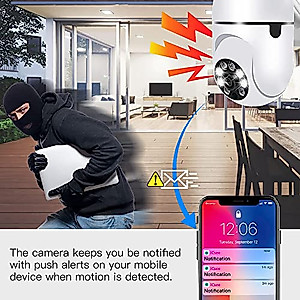 5G Light Bulb Home Security Camera, Wireless Video Surveillance Lightbulb Cameras, PTZ WiFi Panorama Camera with E27 Lamp Base, Full Color Night Vision & Two Way Audio