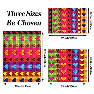 Plush Blanket Throw Blanket Warm Cozy Soft Microfiber Blankets, Colorful Checkered Heart Kawaii